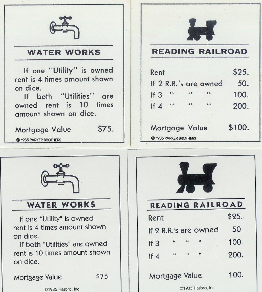Monopoly Railroad deed cards | Coin Collectors Blog